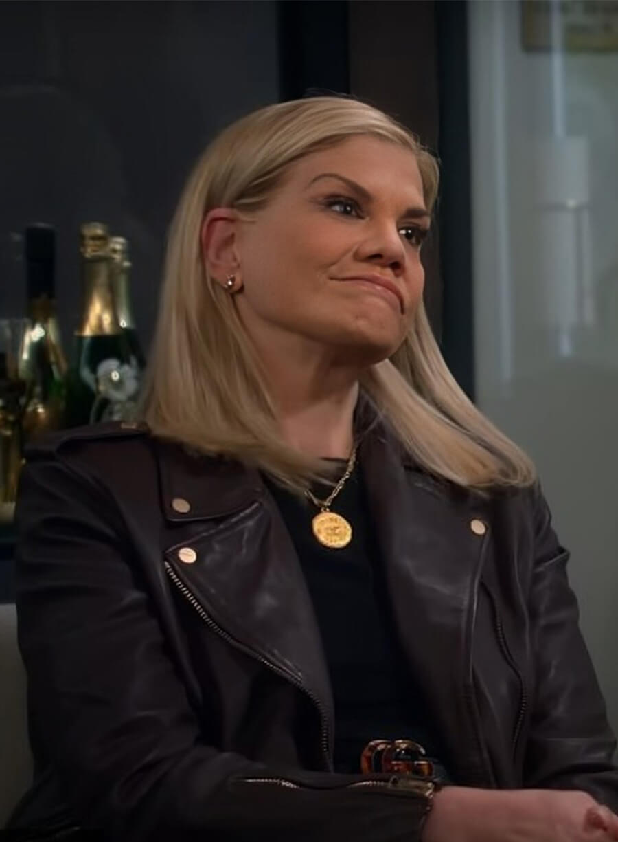 Kristen Johnston Leanne 2025 Carol Black Leather Jacket – Jacket Vendor