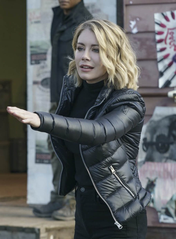 Jennifer Holland Peacemaker Emilia Harcourt Black Puffer Jacket ...