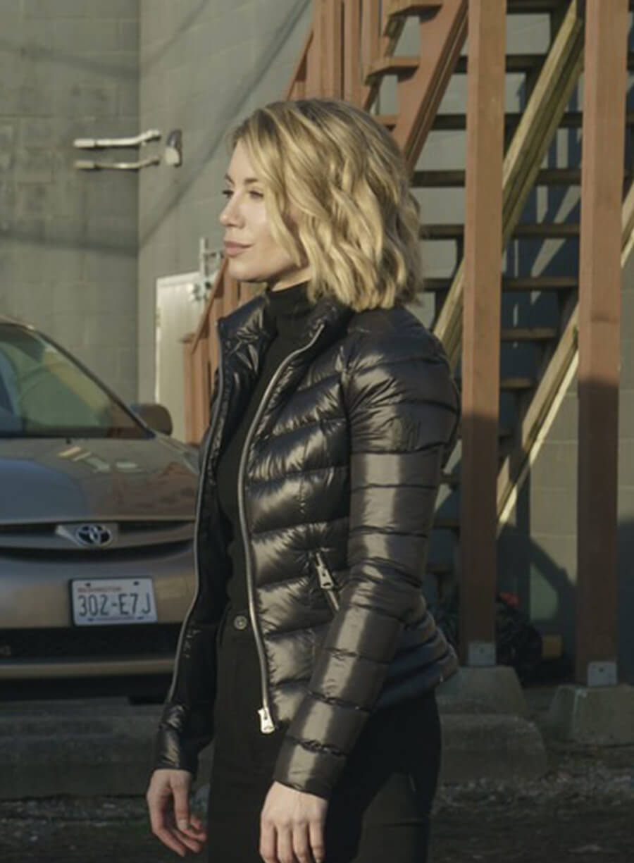 Jennifer Holland Peacemaker Emilia Harcourt Black Puffer Jacket ...