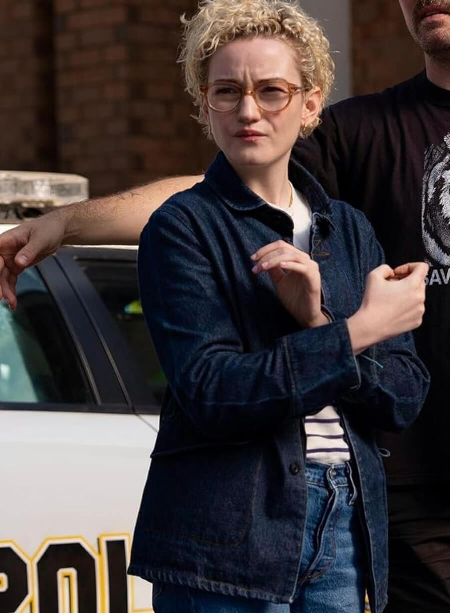 Julia Garner Weapons 2025 Justine Blue Jacket – JacketVendor